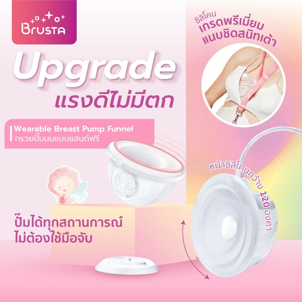 Brusta กรวยแฮนด์ฟรี Wearable Breast Pump Funnel